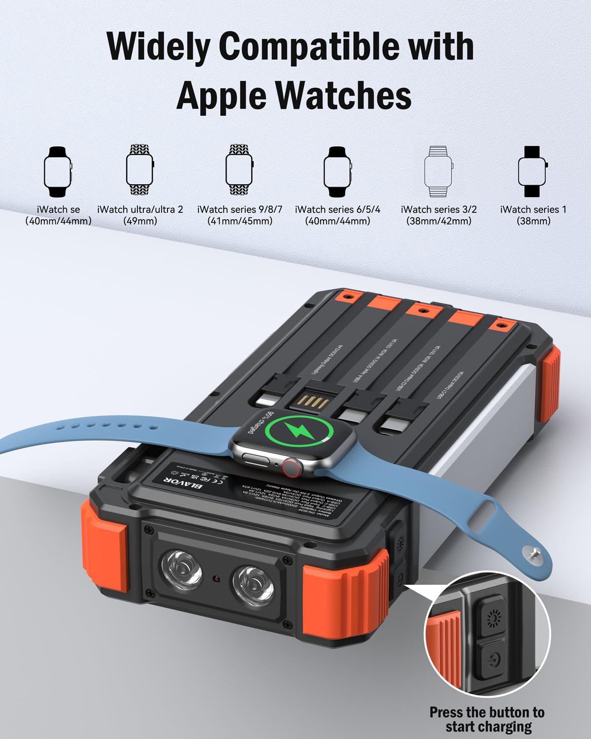 BLAVOR Solar Charger 20000mAh Built-in Cables, 20W Fast Charging ...