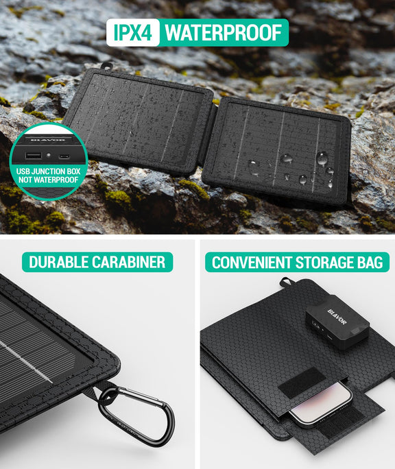 BLAVOR 10W Portable Solar Charger(5V/2A Max), Small Foldable Solar ...