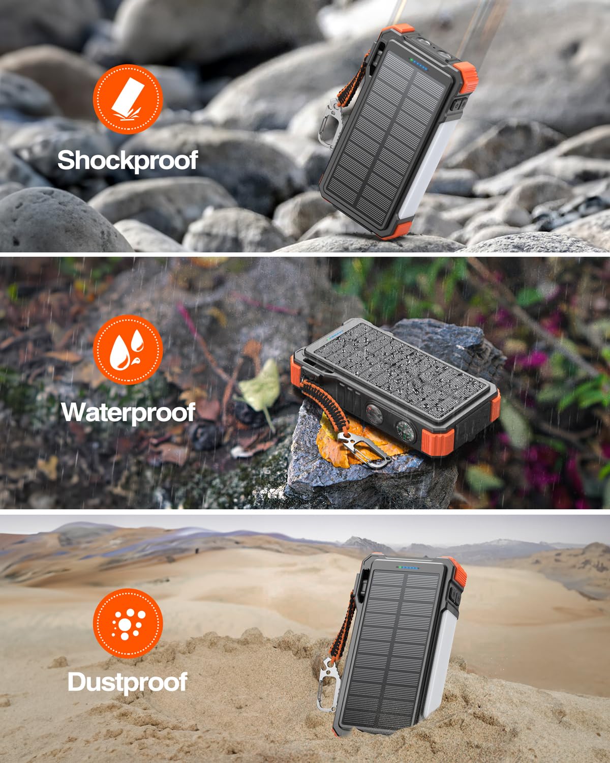 BLAVOR Solar Charger 20000mAh Built-in Cables, 20W Fast Charging ...